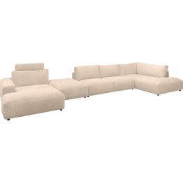 Musterring Wohnlandschaft &raquo;Lucia U-Form&laquo; Cord-Bezug, inklusive Kopfst&uuml;tze, Gesamtbreite 524 cm beige