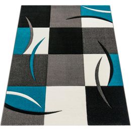 Paco Home Teppich &raquo;Diamond 665&laquo; rechteckig 17 mm H&ouml;he Karo Muster, 3D-Design, auch als L&auml;ufer, Wohnzimmer, Schlafzimmer t&uuml;rkis Obermaterial: 100%...