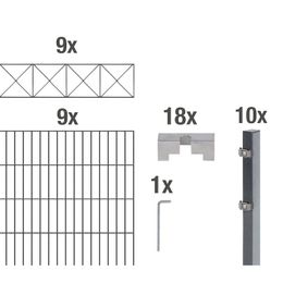 Alberts Doppelstabmattenzaun &raquo;Nexus&laquo; anthrazit, H&ouml;he: 100-160cm, Gesamtl&auml;nge: 10-20m, zum Einbetonieren grau Stahl