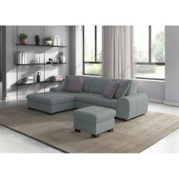 Sit & More SIT&MORE Ecksofa »Luxor L-Form« wahlweise mit Bettfunktion, Bettkasten und Kopfteilverstellung aqua