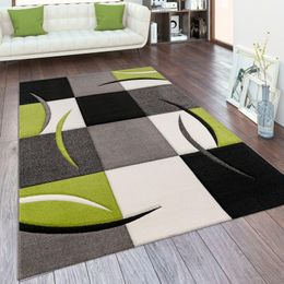 Paco Home Teppich &raquo;Diamond 665&laquo; rechteckig 17 mm H&ouml;he Karo Muster, 3D-Design, auch als L&auml;ufer, Wohnzimmer, Schlafzimmer gr&uuml;n Obermaterial: 100%...