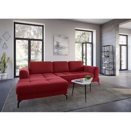 Sit & More SIT&MORE Ecksofa »Bendigo L-Form« inklusive Sitztiefenverstellung, Bodenfreiheit 15 cm, 2 Fußfarben rot