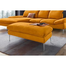 W.Schillig Hocker &raquo;enjoy&MORE&laquo; F&uuml;&szlig;e Chrom gl&auml;nzend, Breite 106 cm gelb Chenille-Flachgewebe R66 (85% Polyester, 15% Nylon);Longlife Xtra-Leder Z59: 