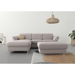 Sit & More sit&more Ecksofa &raquo;Apulia L-Form&laquo; wahlweise Bettfunktion, Bettkasten und Kopf- und Armteilverstellung beige Webstoff (100% Polyester);Struktur weich (