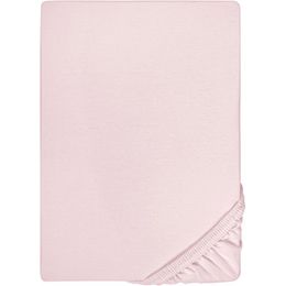 Biberna Spannbettlaken &raquo;Thea&laquo; aus Baumwolle, f&uuml;r Matratzen bis 25 cm H&ouml;he, Bettlaken, Spannbetttuch rosa Jersey-Elasthan, Obermaterial: 97% Baumwolle, 3% 