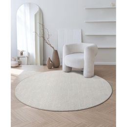 the carpet Teppich »Mila« rund 8 mm Höhe moderner Wohnzimmer Teppich elegant glänzender Flor Creme Obermaterial: 100% Polyester Ø 200 cm 1 Stk.