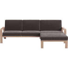 Sit & More SIT&MORE Ecksofa »Kolding L-Form« Armlehnen aus Buchenholz in natur, verschiedene Bezüge und Farben anthrazit