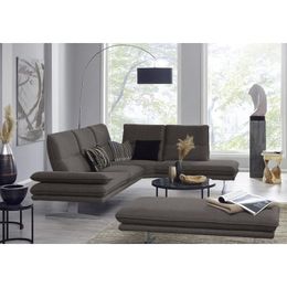 W.Schillig Ecksofa &raquo;broadway, Designsofa, mit tollem Sitzkomfort, L-Form&laquo; Sitztiefenverstellung, Kopfteil- & Seitenteilverstellung, Breite 284cm grau 