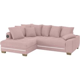 MR. COUCH Ecksofa »Nikita II, L-Form« RGB-LED, Bluetooth-Soundsystem, wahlweise mit Bett, Bettkasten Stripes 8626 flamingo