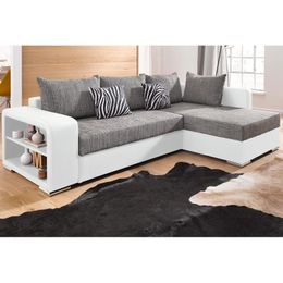 Collection AB Ecksofa »John L-Form« mit Bettfunktion, wahlweise mit Federkern weiß/grau
