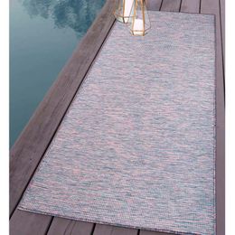 Carpet City Outdoorteppich &raquo;PALM 2778&laquo; rechteckig 5 mm H&ouml;he L&auml;ufer, Wetterfest & UV-best&auml;ndig, f&uuml;r Balkon, Terrasse, K&uuml;che, flach blau Polypropylen