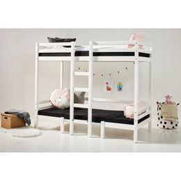 Hoppekids Hochbett &raquo;ECO Dream JUMBO B/T/H 101/208/170 cm, umbaubar zum Etagenbett&laquo; mit Sitzgruppe, Matratzen (oben u unten) in schwarz, Kiefer massiv/MDF wei&szlig;