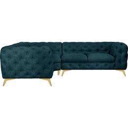 LEONIQUE Chesterfield-Sofa »Ecksofa GLYNIS L-Form mit Wellenunterfederung, Maße B/T/H 264/204/75cm« aufwändige Knopfheftung, moderne Chesterfield...