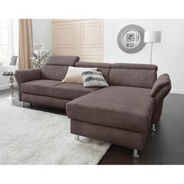 Sit & More SIT&MORE Ecksofa »Avignon L-Form« Kopfteilverstellung, wahlweise mit Bettfunktion und Bettkasten braun