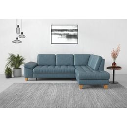 Sit & More SIT&MORE Ecksofa »Westham L-Form« mit Ottomane, mit oder ohne Bettfunktion, Bettkasten, Verstellung greyblue