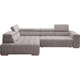 exxpo - sofa fashion Ecksofa &raquo;Elianos, hoher Sitzkomfort, aufwendige Kreuzsteppung im Sitz, L-Form&laquo; Kopfteile & Sitztiefe verstellbar, ohne 