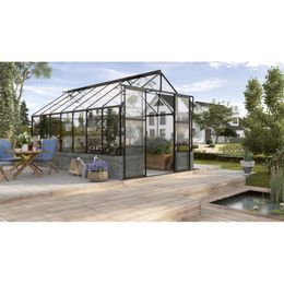 Vitavia Gew&auml;chshaus &raquo;Cassandra 11500&laquo; Alu-Pofile, Trockenmauersteinen, 3 mm Sicherheitsglas schwarz