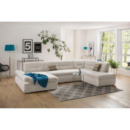 Inosign Wohnlandschaft »Avesa U-Form« Wahlweise mit Armteilverstellung und Bettfunktion, B/T/H: 355/216/80cm creme