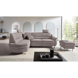 Places of Style Ecksofa »Cardoso L-Form« Federkern, wahlweise mit Bett, Schubkasten grau