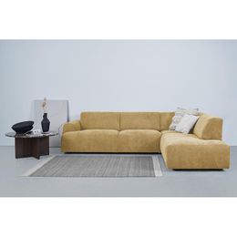 Andas Ecksofa »Linkka, Breite 282 cm« L-Form, in einem weichen Chenille-Stoff, mit Wellenunterfederung mustard