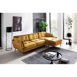 TRENDS BY HG Ecksofa »Amira L-Form« mit Strasssteinen und goldfarben Applikationen mustard