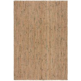 FLAIR RUGS Teppich &raquo;Jute Boucle&laquo; rechteckig 7 mm H&ouml;he aus 100% Jute, mit Fransen, aus Naturfasern gr&uuml;n Obermaterial: 100% Jute B : 200 cm 1 Stk.