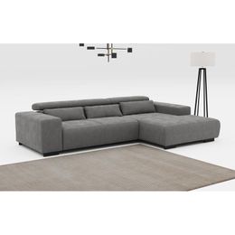COTTA Ecksofa &raquo;Side L-Form, mit Kopfteilverstellung & 3 Nierenkissen&laquo; optional motorische Sitztiefenverstellung grau 100% POLYESTER (PES)