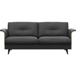 FLEXLUX 2, 5-Sitzer »Glow Sofa, Couch, Premium-Sitzkomfort: Kaltschaum & Federkern« Armlehnenblende in geölter Eiche, Fuß schwarz Deep Black