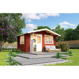 Lasita Maja Gartenhaus &raquo;Norderney 2&laquo; Blockbohlenhaus 40 mm, Fundamentmass 3900 x 3000, Schwedenrot rot Holzwerkstoff