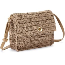 Vivance Umhängetasche »Handtasche« Minibag, Henkeltasche, Bast-Optik, Sommertasche, Crossbody Bag taupe