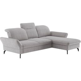 Sit & More SIT&MORE Ecksofa »Leandro L-Form« Wahlweise mit Bett-, Kopfteil - und Armlehnfunktion, sowie Bettkasten silber