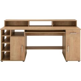 VOGL M&ouml;belfabrik Schreibtisch &raquo;Timra mit Monitoraufsatz, Tastaturauszug & Towerfach,&laquo; Breite 154 oder 178 cm, Made in Germany braun