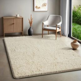 MERINOS Teppich »Fluffy Shaggy« rechteckig 35 mm Höhe Flauschiger Hochflor Teppich, Wohnzimmer, Anti-Rutsch Unterseite Beige Obermaterial: 100%...