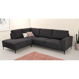 Home Affaire Ecksofa &raquo;Tournon, L-Form, Breite 256 cm, Webstoff, Chenille&laquo; Designsofa im nordischen Stil, Wellenunterfederung, Metallf&uuml;&szlig;e grau 100% 