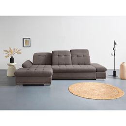 COTTA Ecksofa »Holiday L-Form mit Sitztiefen-, Armteil- und Kopfteilverstellung« wahlweise mit Bettfunktion & Bettkasten Charcoal