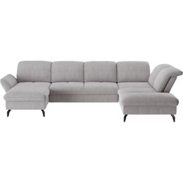 Sit & More sit&more Wohnlandschaft &raquo;Leandro U-Form&laquo; Wahlweise mit Bett-, Kopfteil - und Armlehnfunktion, sowie Bettkasten silber 90% Polyester, 10% Polyamid