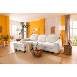 Home Affaire Ecksofa &raquo;Dundee L-Form&laquo; wahlweise mit Kopfteilverstellung und zus&auml;tzlich mit Bettfunktion beige Luxus-Microfaser Florence (100% Polyester