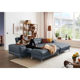 W.Schillig Polsterhocker &raquo;piedroo, Designsofa mit tollem Sitzkomfort, bequem, L-Form&laquo; F&uuml;&szlig;e in Silber matt blau Longlife Xtra-Leder Z69: Das 