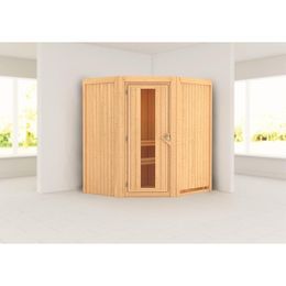 Karibu Sauna &raquo;&raquo;Liyah&laquo; mit Energiespart&uuml;r naturbelassen&laquo; in verschiedenen Ausf&uuml;hrungen erh&auml;ltlich beige