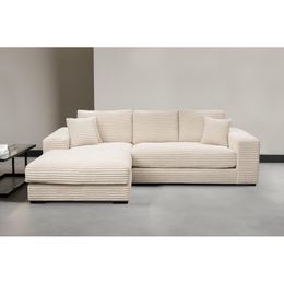 WERK2 Ecksofa »Eden modern und zeitlos, geschmackvolles Sofa, Breite 286cm, L-Form« Design Ecksofa in Cord mit besonders weichem Sitzkomfort Weiß