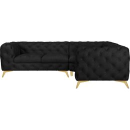 LEONIQUE Chesterfield-Sofa »Ecksofa GLYNIS L-Form mit Wellenunterfederung, Maße B/T/H 264/204/75cm« aufwändige Knopfheftung, moderne Chesterfield...