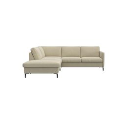 FLEXLUX Ecksofa »Fiore, L-Form« schmale Armlehnen, Füße Alu/schwarz, B/T 234/225cm, Kaltschaum im Sitz Sandy Beige