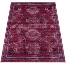 Paco Home Teppich »Bordeaux 245« rechteckig 4 mm Höhe Kurzflor, Orient-Optik, Vintage Design, waschbar rot Obermaterial: 100% Polyester B : 140 cm...