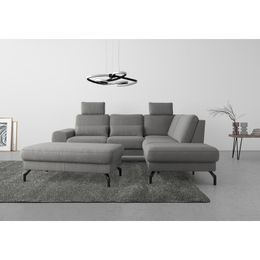 Sit & More SIT&MORE Ecksofa »Cinturo L-Form« inklusive Sitztiefenverstellung und Federkern, Sitzhöhe 48 cm grau