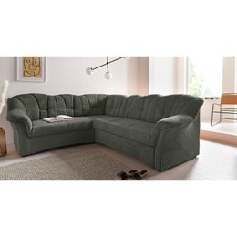 DOMO collection Ecksofa »Papenburg B/T/H: 242/190/84 cm L-Form« wahlweise mit Bettfunktion, Langer Schenkel links oder rechts dunkelgrün