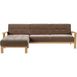 Sit & More sit&more Ecksofa &raquo;Billund L-Form&laquo; Armlehnen aus eichefarbigem Buchenholz, verschiedene Bez&uuml;ge und Farben braun 100% Polyester