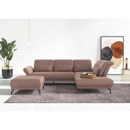 Inosign Ecksofa »Coco L-Form« Sitztiefen-, Arm- und Kopfteilverstellung, Cord-Bezug, Fußhöhe 15 cm altrosa
