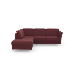 Sit & More SIT&MORE Ecksofa »Visby L-Form« Wahlweise mit Bettfunktion und Stauraum, frei im Raum stellbar bordeaux