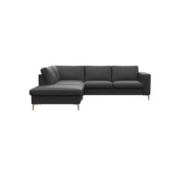 FLEXLUX Ecksofa »Fiore, L-Form« breite Armlehnen, Füße Alu/Eiche, B/T 241/225 cm, Kaltschaum im Sitz Deep Black