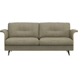 FLEXLUX 2, 5-Sitzer »Glow Sofa, Couch, « Premium-Sitz: Kaltschaum & Federkern, Arml. Walnuss, Fuß Alu Fall Green